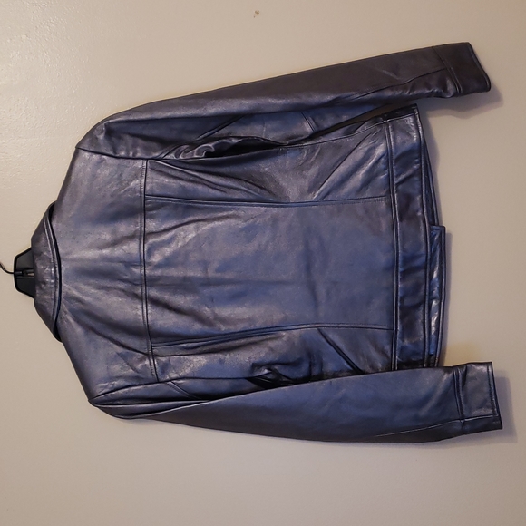 H by Halston | Jackets & Coats | H By Halston Metallic Leather ...